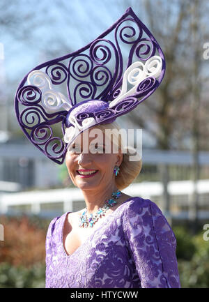 Rachel Oates from Andover arriving at Ladies Day of the 2017 Cheltenham ...