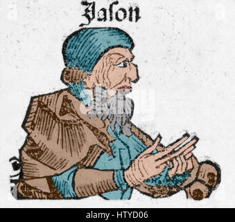 Jason - portrait of the Greek leader of the Argonauts. Holding a shield ...