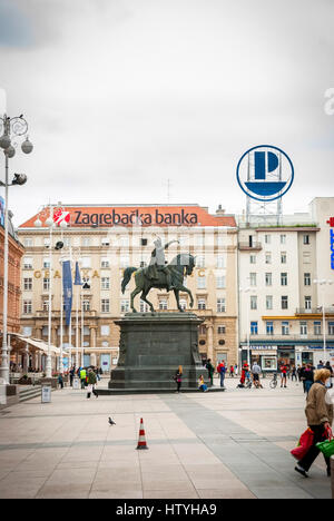 Ban Jelačić monument, main square, Zagreb, Croatia Stock Photo - Alamy