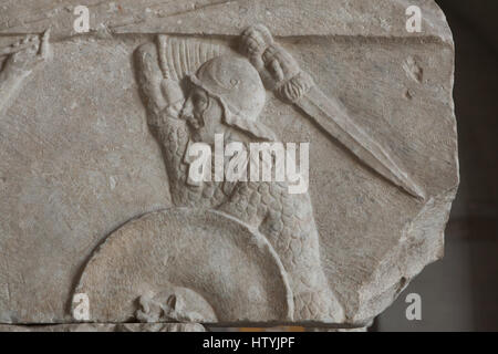 Gladiator fight. Relief from about 30 BC perhaps a part of a funerary ...