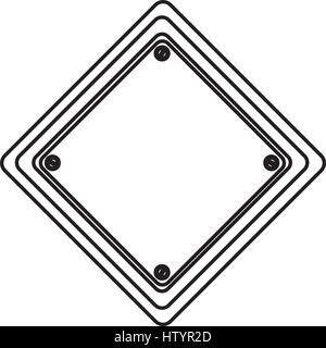 silhouette diamond shape traffic sign with base pole Stock Vector Image ...