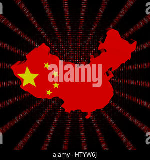 China map flag on hex code illustration Stock Photo - Alamy