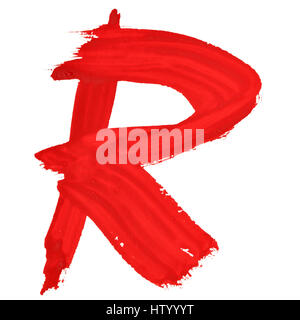 capital letter a hand painted by red brush on white background Stock ...