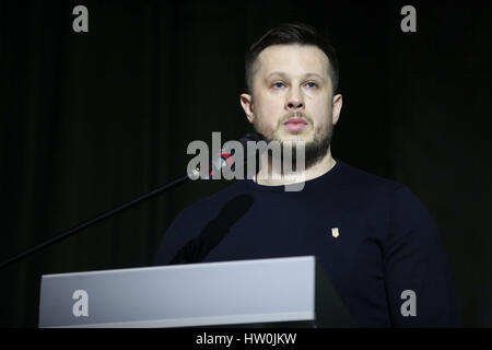 Kiev, Ukraine. 16th Mar, 2017. Leader of ''Right Sector'' party ANDRIY ...