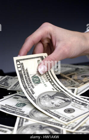 Dollar notes in the hand, Dollarscheine in der Hand Stock Photo - Alamy