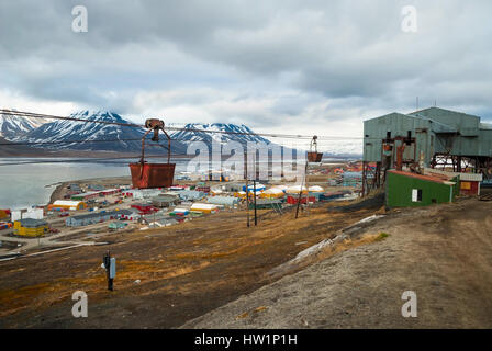 Old cable car for coal transportation in Longyearbyen, Svalbard, Norway ...