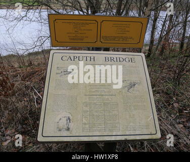 Information panel Caputh bridge over River Tay Scotland March 2017 ...