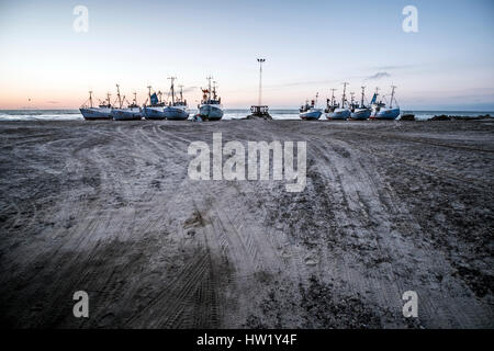 Fishing boats at Thorup Beach also called “Thorup Strand” in North ...