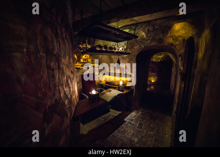 Medieval style interior of famous Rozengrals restaurant on the Old Town ...