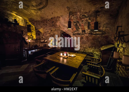 Medieval style interior of famous Rozengrals restaurant on the Old Town ...