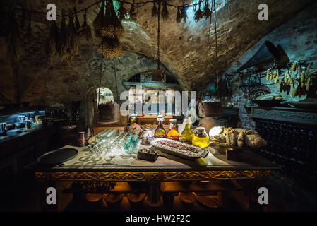 Medieval style interior of famous Rozengrals restaurant on the Old Town ...