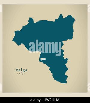 Symbol Map of the County Valga (Estonia) showing the state border ...