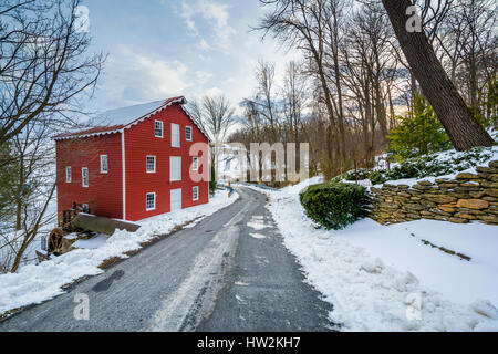 Snow and the Wallace-Cross Mill, in Felton, Pennsylvania Stock Photo ...