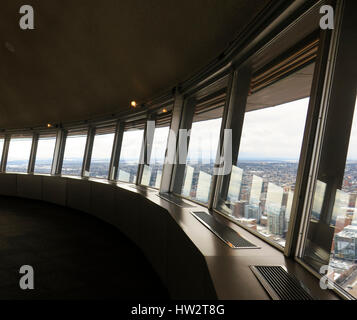 Inside Calgary Tower viewing deck Stock Photo - Alamy