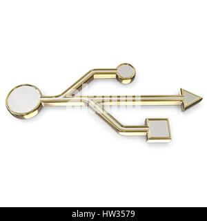 golden usb sign isolated on white background Stock Photo - Alamy