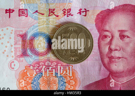 Banknotes of RMB and Yen, arranged for photography Stock Photo - Alamy