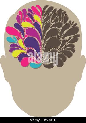 Human face brain intelligence colored puzzle illustration, symbol ...