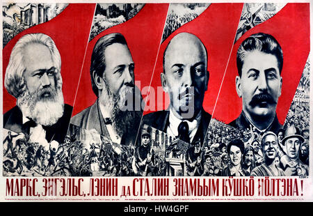 Soviet Propaganda Poster, Karl Marx portrait and quote, Violence is the ...