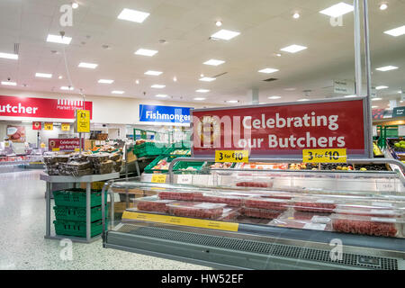 Morrisons Interior Supermarket Butcher Retail Food Stock Photo - Alamy