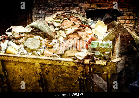Skip full of domestic rubbish Stock Photo - Alamy
