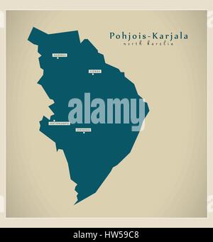 Map of Finland with the provinces, North Karelia is highlighted Stock ...