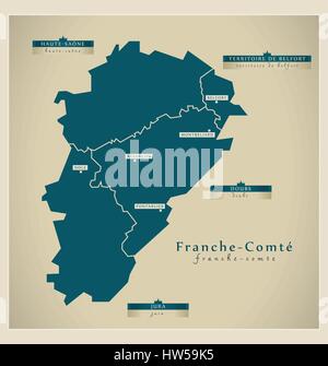 Map of France with the provinces, Franche-Comté is highlighted in ...