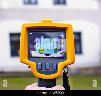 Heat Loss Detection of the House With Infrared Thermal Camera Stock ...