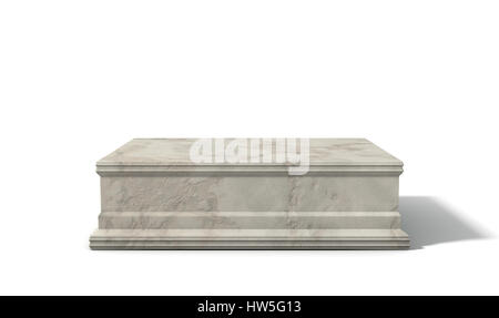 An empty rectangular light marble stone trophy base on an isolated ...