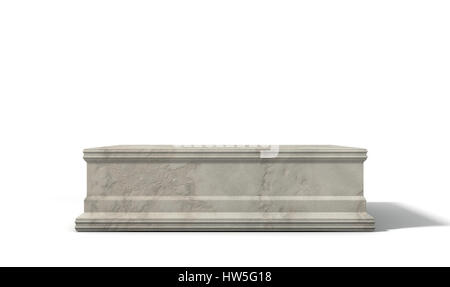 An empty rectangular light marble stone trophy base on an isolated ...