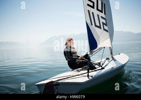Switzerland, canton of Vaud, Lausanne, Maud Jayet, sailor in class ...