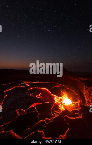 Erta Ale volcano at night, Great Rift valley, Afar region, Ethiopia ...