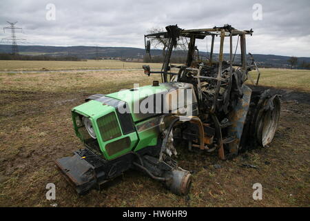 tractor which has been burned Stock Photo: 101861572 - Alamy