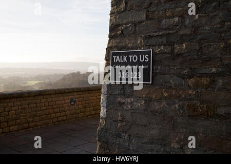 Samaritans sign at The Clifton Suspension Bridge is a suspension bridge ...