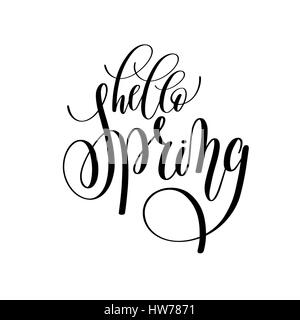 Hello Spring hand written lettering vector illustration Stock Vector ...
