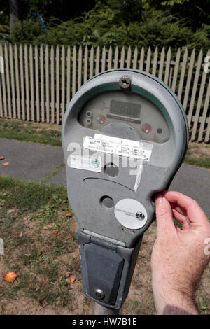 Coin operated american parking meter Stock Photo - Alamy