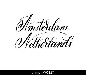 Amsterdam hand-lettering calligraphy. Hand drawn brush calligraphy ...