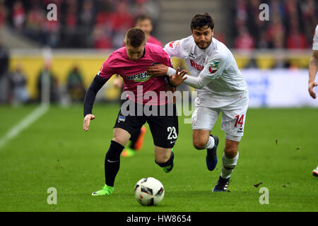 Cologne's Jonas Hector (r) and Berlin's Mitchell Weiser in action ...