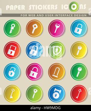 lock and key vector icons for user interface design Stock Vector Image ...