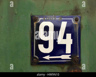 Vintage grunge square metal rusty plate of number of street address ...