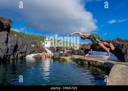Varadouro natural swimming pools at Faial island, Azores, Portugal ...