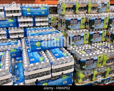 Cases of water bottles at Costco Stock Photo - Alamy