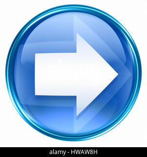 Right arrow icon, blue website button on white background Stock Photo ...