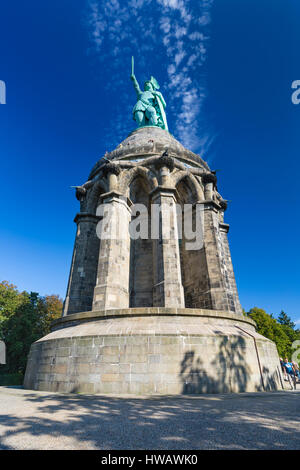 Front view of the famous Hermannsdenkmal in the Teutoburger Wald near ...