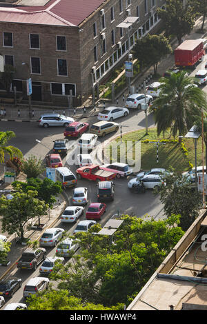 Nairobi, Kenya - December 23: Roundabout and KICC area entrance at City ...