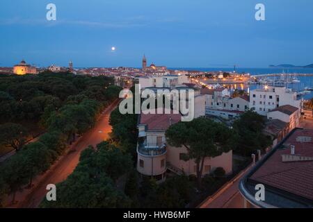 Aerial view of Alghero - Province of Sassari, Sardinia Region, Italy ...