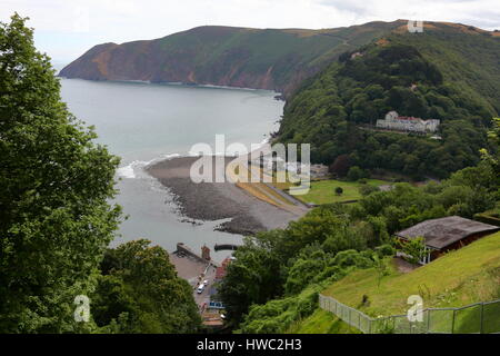 View from Countisbury Hill of Lynton and Lynmouth on the North Devon ...