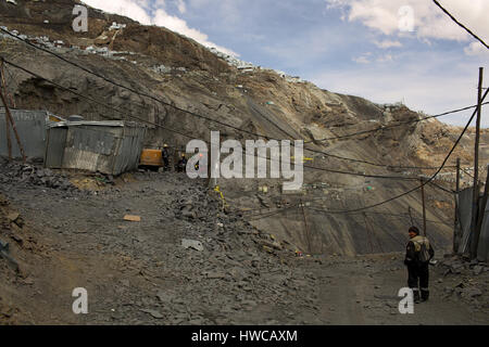 La Rinconada, a gold mining town in the Andes, Peru. Located at over ...