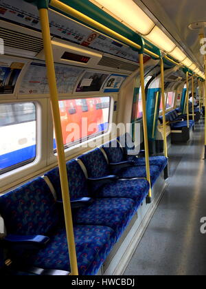 Empty london tube train with blue Stock Photo - Alamy