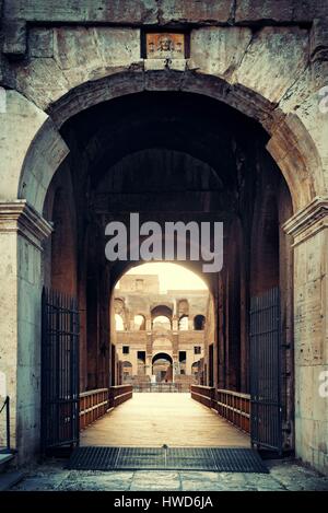 Archway in Colosseum, the world known landmark and the symbol of Rome ...