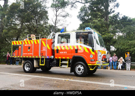 A New South Wales Fire Brigade vehicle on its way to attending an alarm ...